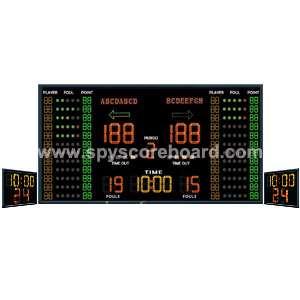 Gymnasium Basketball Scoreboard w Game Timer and Shot Clock - spyscoreboard